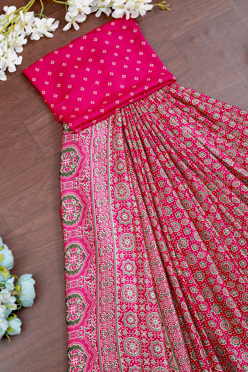 Bindiya Rani Modal Silk Ajrakh Natural Print Saree – Saree rang